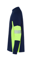 CWS PRObasics: T-Shirt Darkblue HighVisYellow Long Sleeves | CWS Workwear